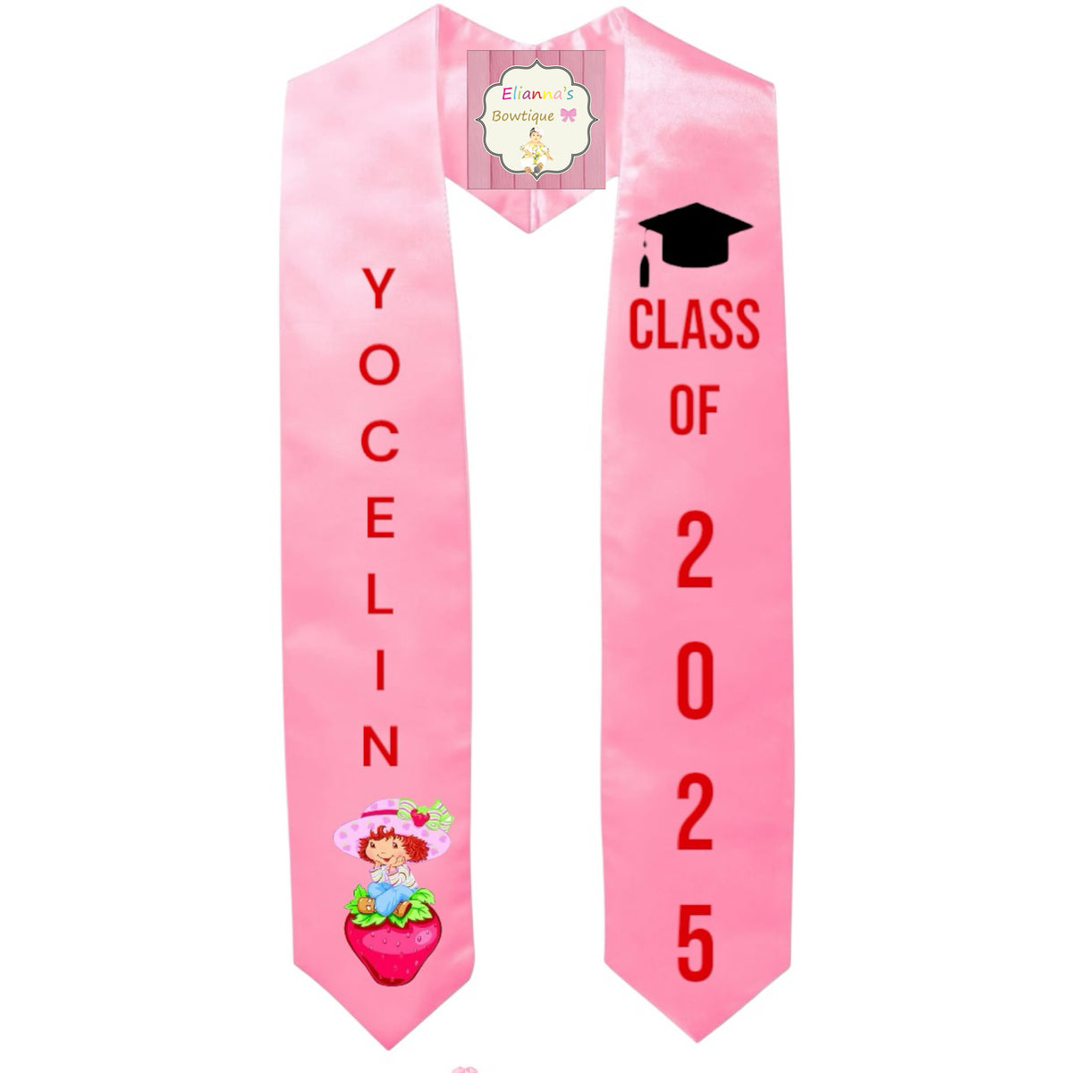Strawberry shortcake Graduation Sash / custom/ 2025/ – Elianna's Bowtique